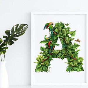 Tropical Jungle Alphabet Clipart - Parrot and Foliage Letters PNG ...