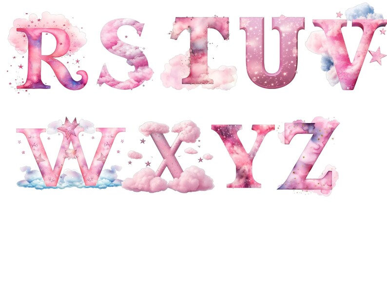 Pink Sky Alphabet Clipart , Alphabet, Transparent Background, High ...
