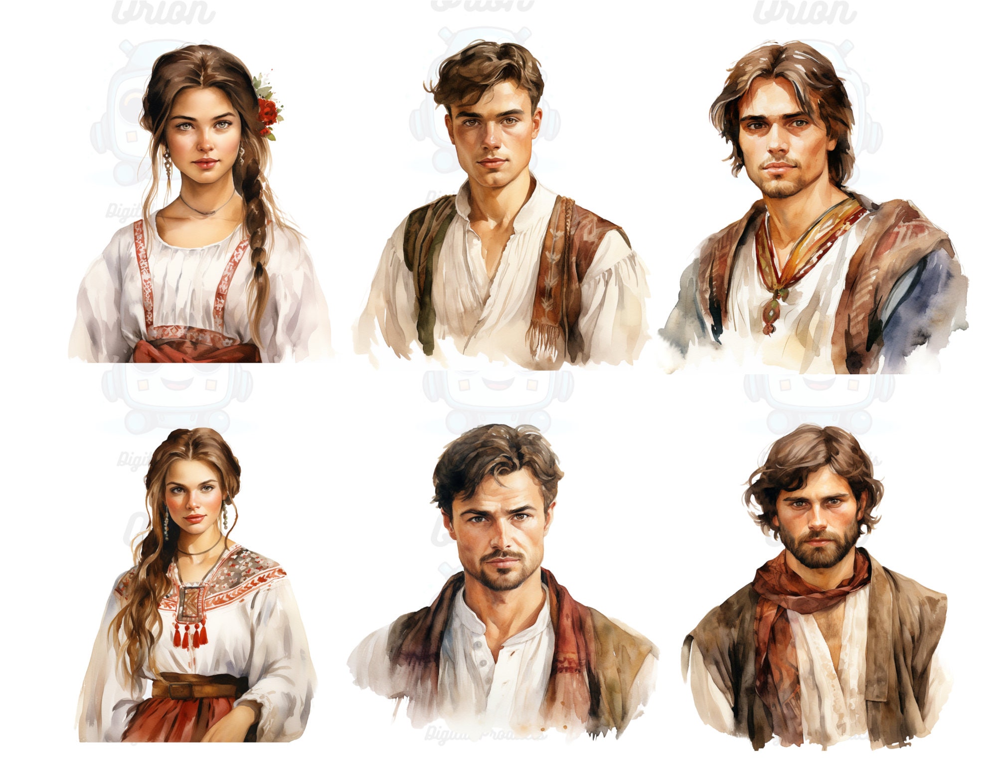 Watercolor Romanians Clipart PNG Files on a Transparent - Etsy