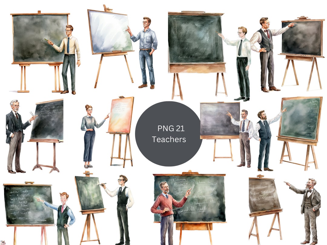 21 Teachers Watercolor Clipart, Teaching Clipart, PNG Individual Images ...