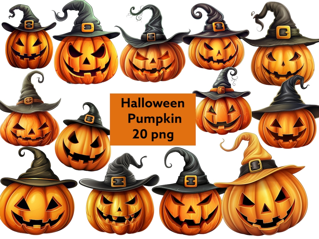Bundle Halloween Pumpkin Clipart, Transparent Background, High Quality ...