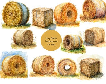 Hay Bale Clipart Bundle: PNG & SVG Farm Supplies Clipart Farming ...
