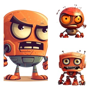 Animated Robots Clipart, PNG Images, Instant Download Scrapbook, Junk ...
