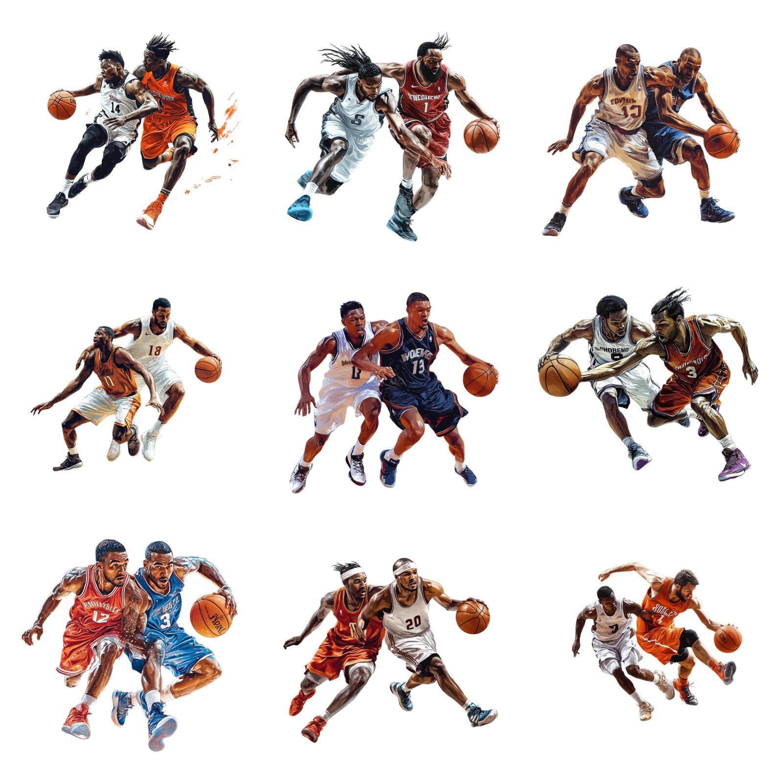 Basketball Players Clipart | 24 PNG Digital Basketball Players ...