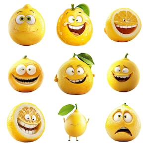 33 Funny Lemons Clipart, PNG Individual Images on Transparent ...