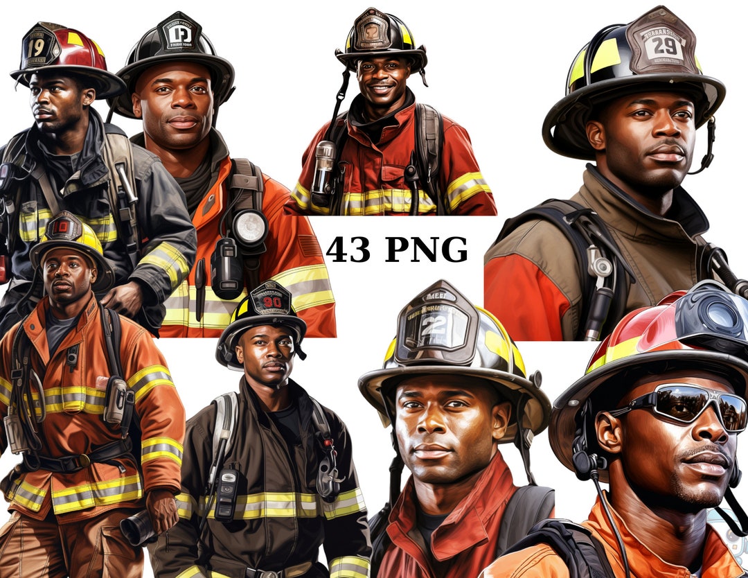 43 Black Men Firefighters Clipart, Men of Color, Firefighter Clipart ...