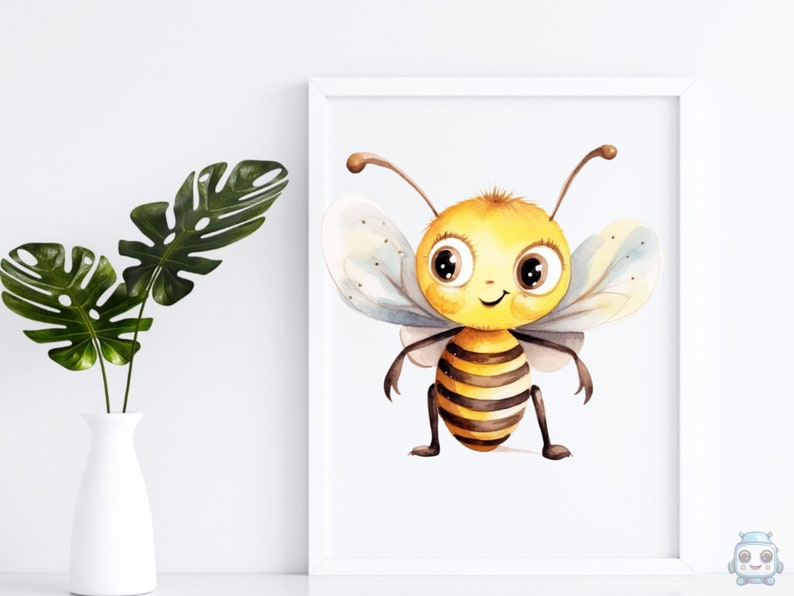 16 Cute Bees Watercolor Clipart, Kids Clipart, Insects Clipart, PNG ...