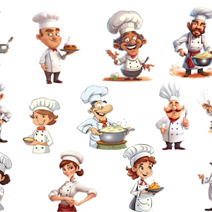 Animated Cooks Clipart PNG Digital Files on a Transparent Background ...