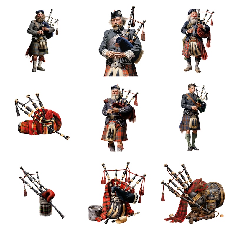 Bagpipes Clipart, PNG Digital Files on Transparent Background ...