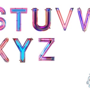 Neon Alphabet Clipart, Transparent Background, High Quality, Clipart ...