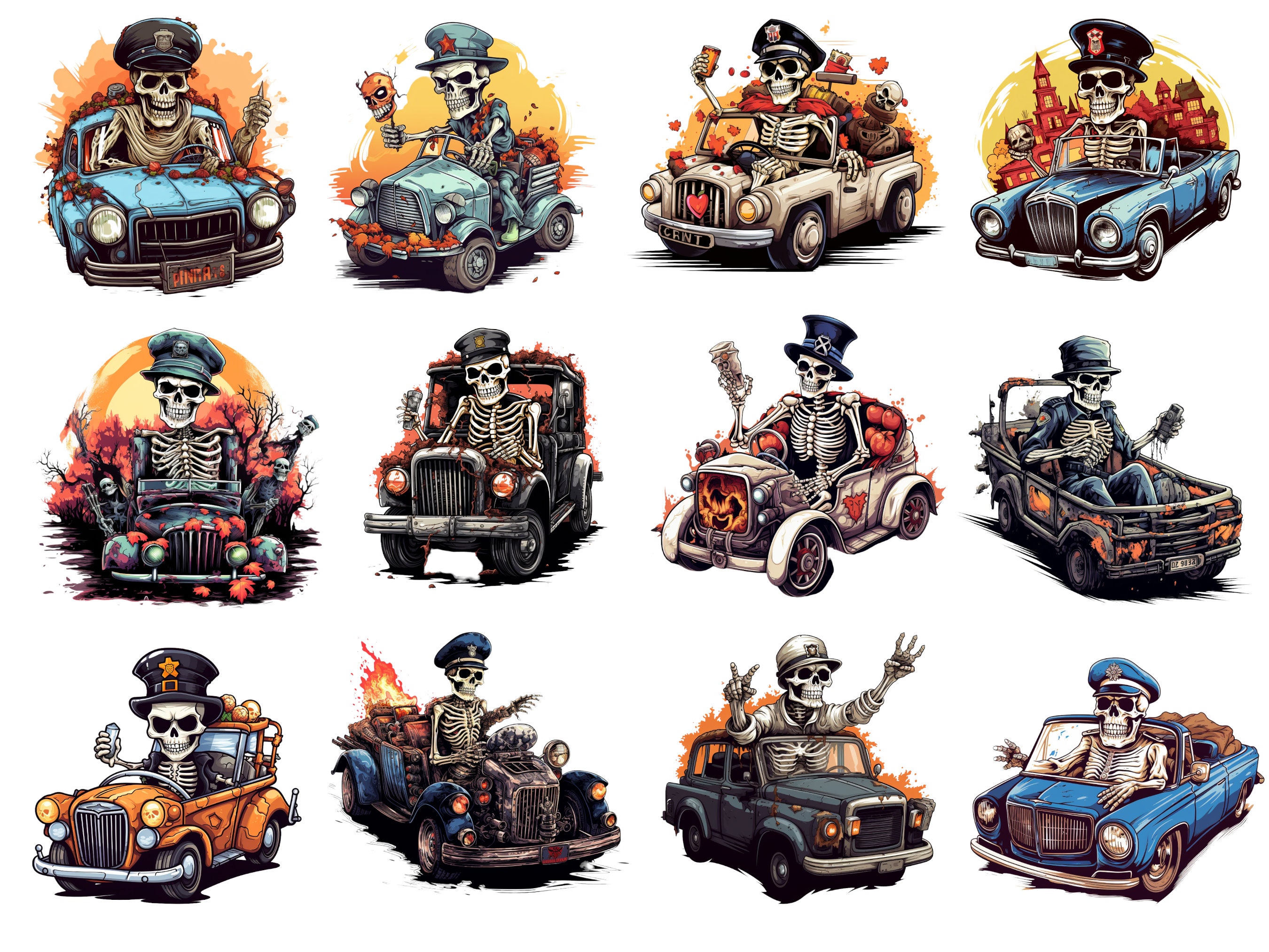 Police Skeletons Clipart Halloween Clipart Scrapbook - Etsy