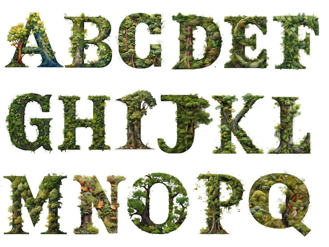 Trees Alphabet Clipart , Alphabet, Transparent Background, High Quality ...