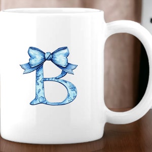 Watercolor Blue Bow Alphabet, Bow Letter Instant Download for ...