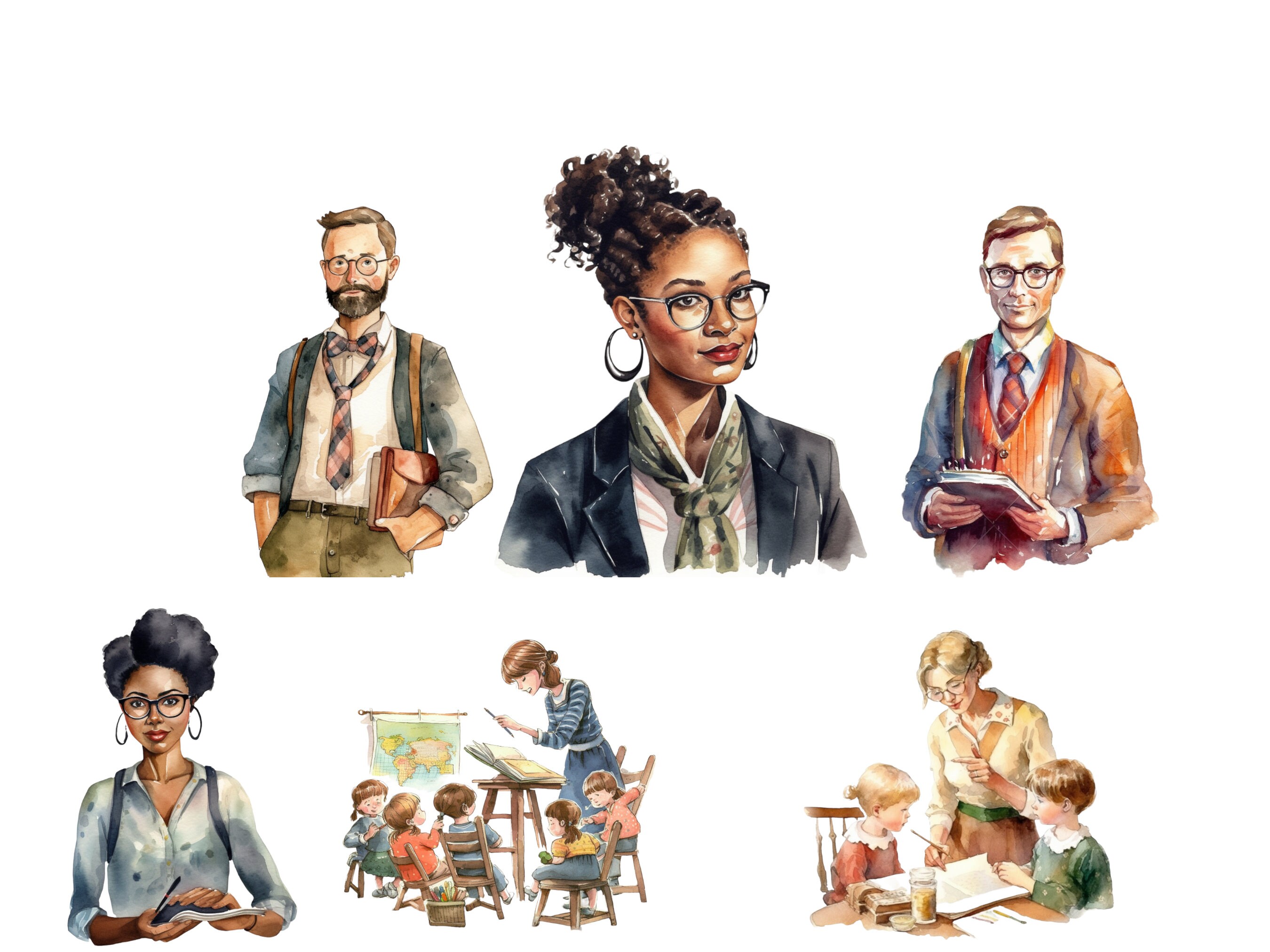 Watercolor Teacher Clipart, Teacher Life, Teaching Children, PNG Clip ...