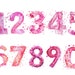 Pink Aquarelle Numbers Clipart, PNG Individual Images on Transparent ...