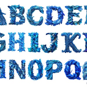 Blue Feathers Alphabet, Letters Png, Alphabet Png, Instant Download for ...