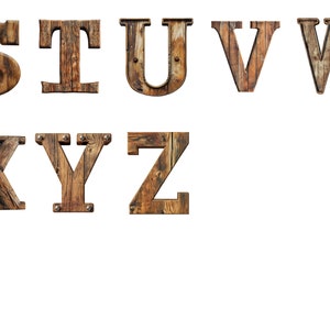 Watercolor Wood Alphabet, Letters, PNG Individual Images, Commercial ...