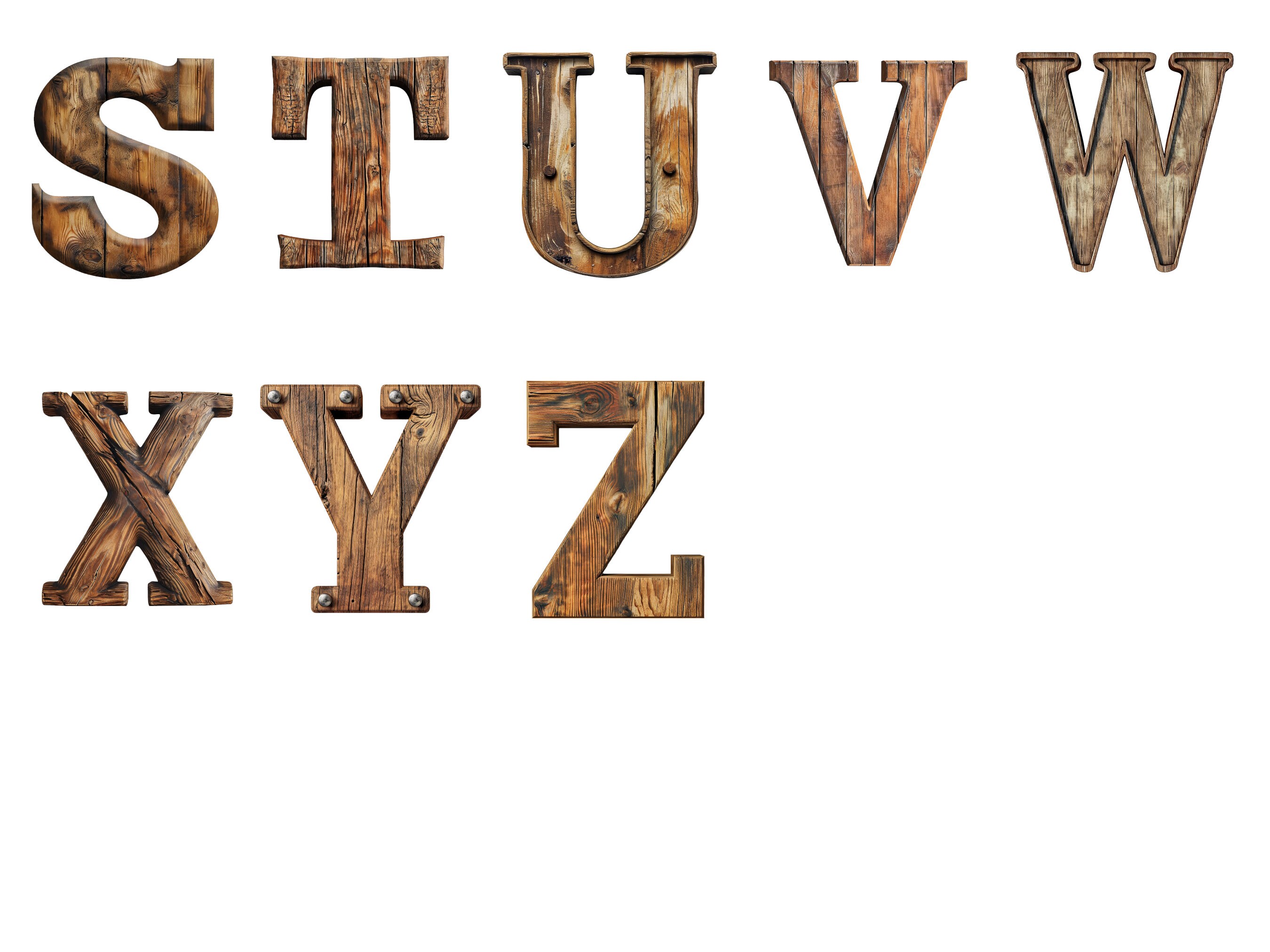 Watercolor Wood Alphabet, Letters, PNG Individual Images, Commercial ...