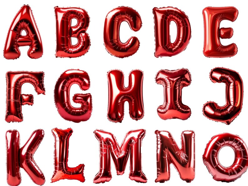 Red Foil Balloon Alphabet Clip Art Digital Instant Download - Etsy