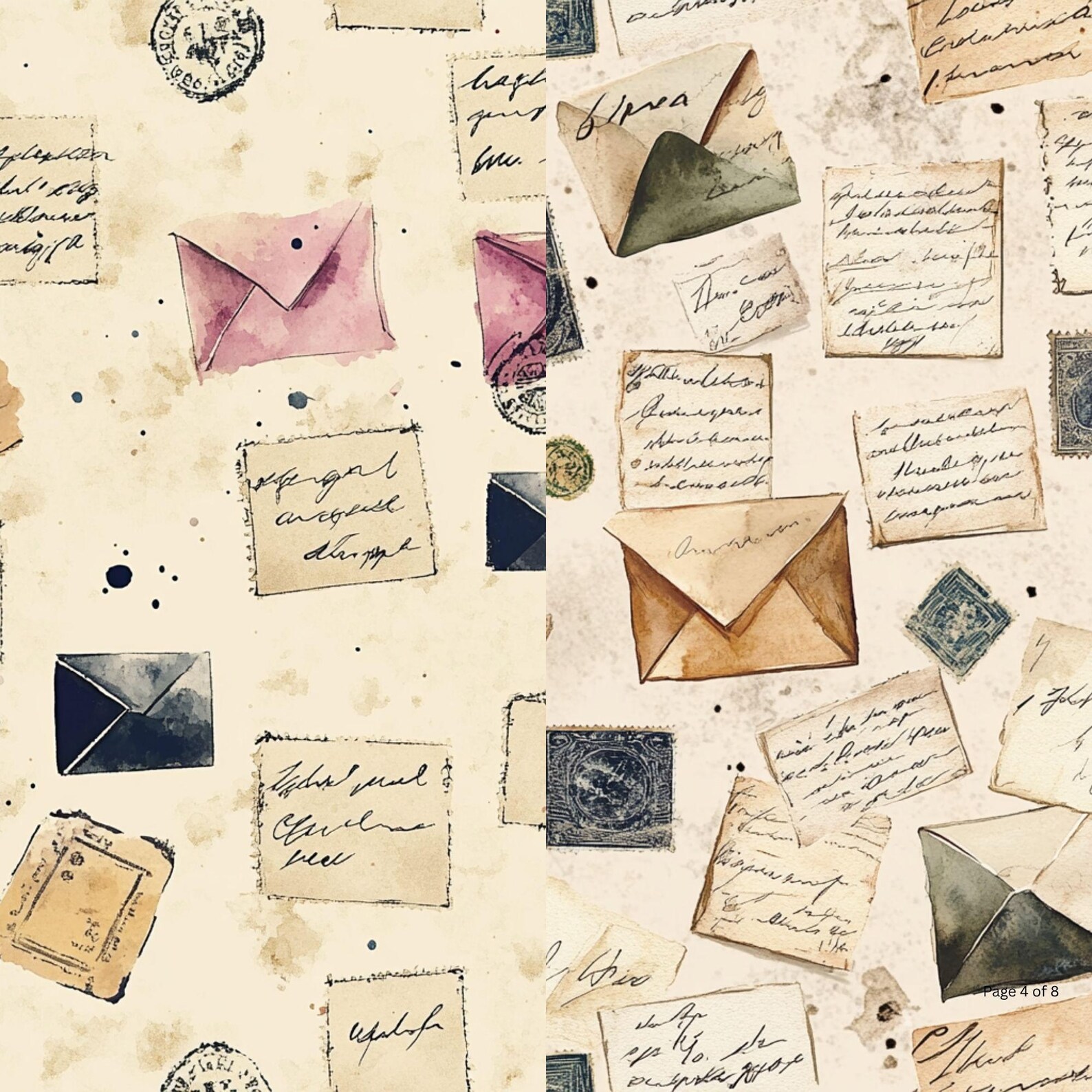 Vintage Letters Digital Paper, Envelope Backgrounds, Antique Paper ...