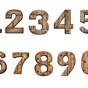 Wooden Plank Numbers PNG Clipart | Rustic Metal Stud Numbers Instant ...