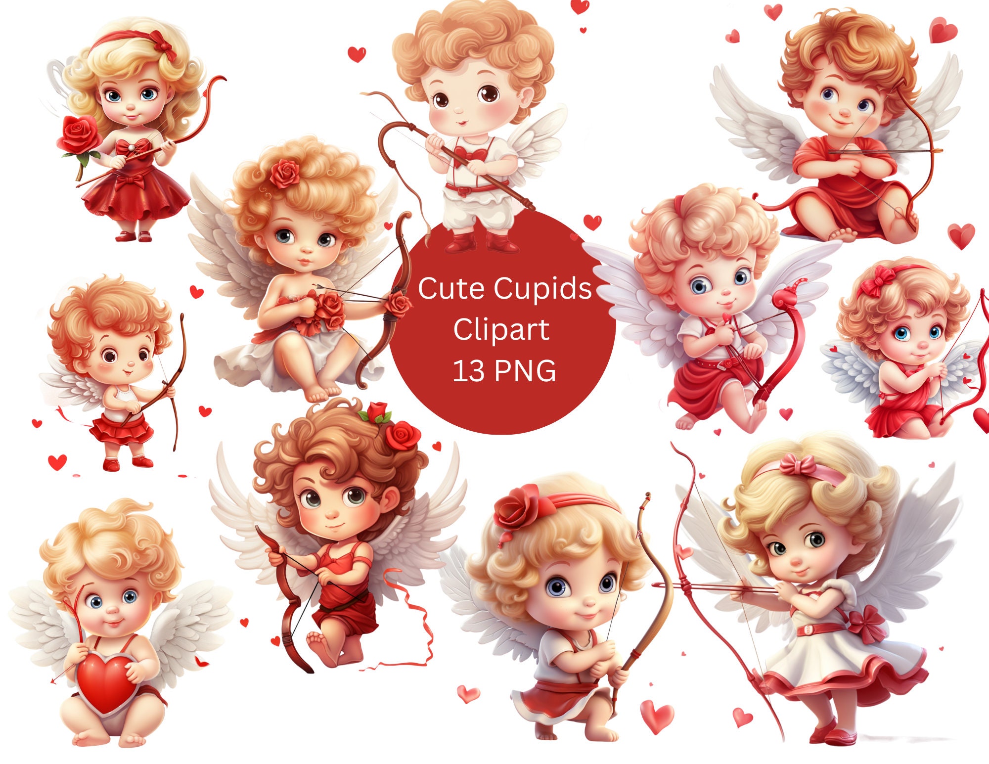 Cute Cupids Clipart, Valentine's Day Clipart, PNG Digital Files on ...