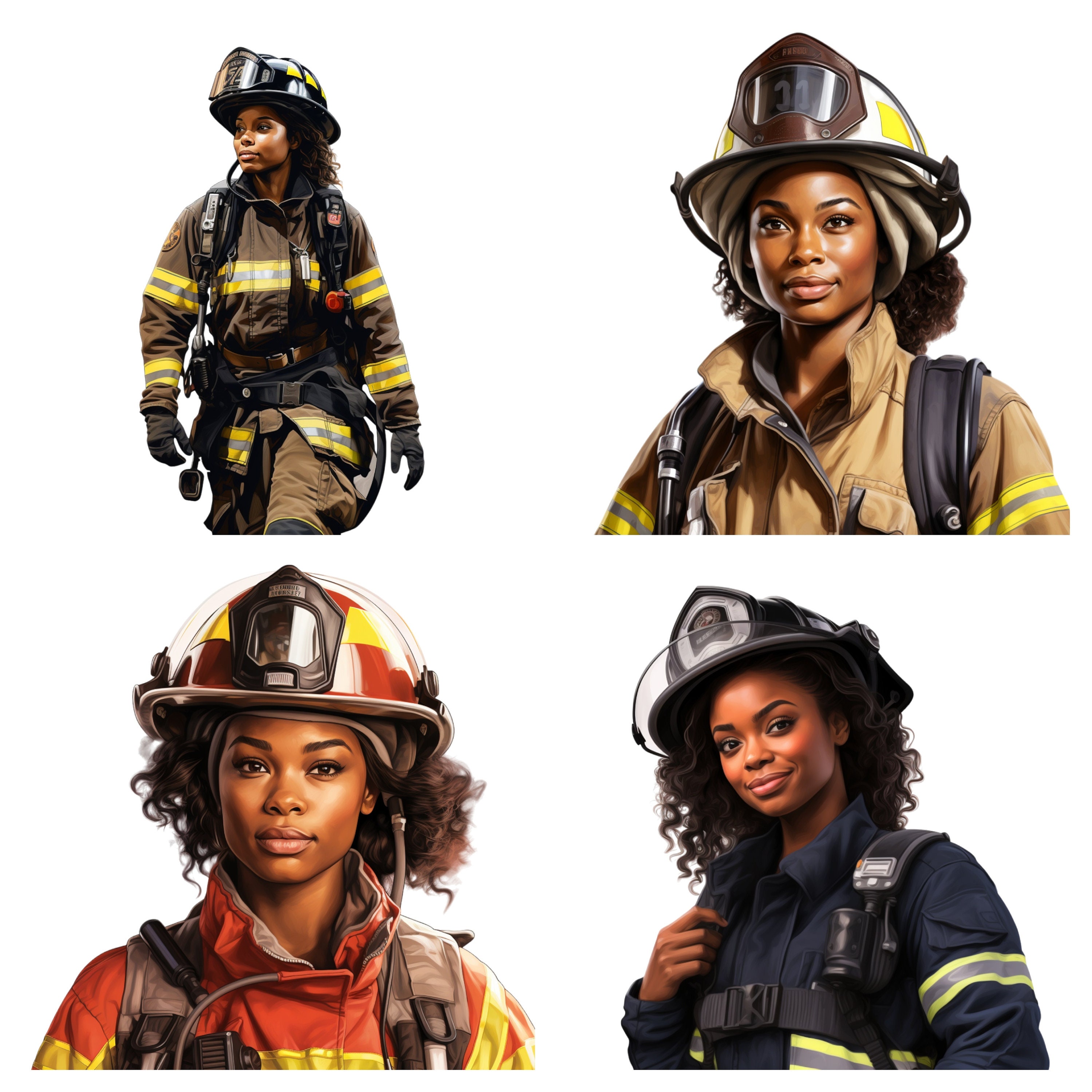 30 Black Women Firefighters Clipart, Women of Color, Firefighter ...