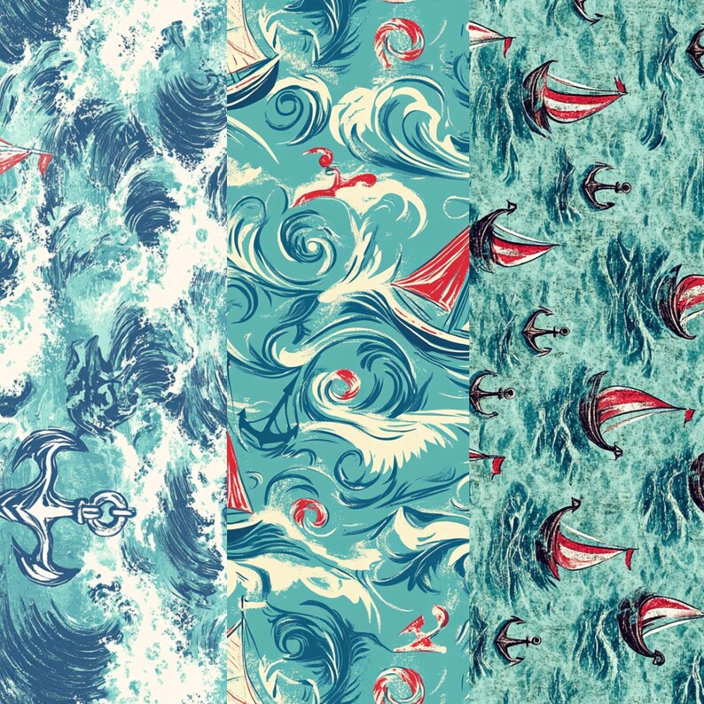 Nautical Digital Paper Pack – 18 Sea and Sailboat Backgrounds for Boys ...