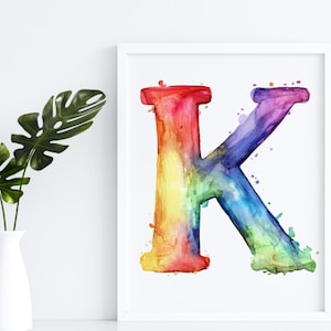 Watercolor Rainbow Alphabet Clipart - Colorful Letters Set , PNG ...