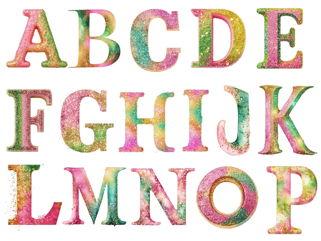 Glitter Alphabet , Clipart, 12x12, Commercial Use, Transparent ...