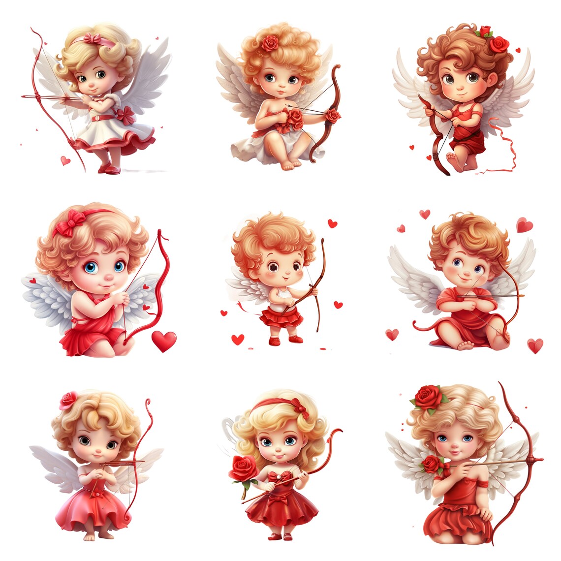 Cute Cupids Clipart, Valentine's Day Clipart, PNG Digital Files on ...