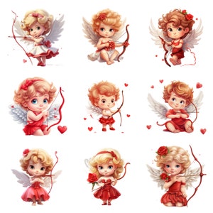 Cute Cupids Clipart, Valentine's Day Clipart, PNG Digital Files on ...