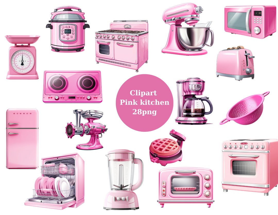 Clipart Pink Kitchen, Kitchen , PNG Digital Files on Transparent ...