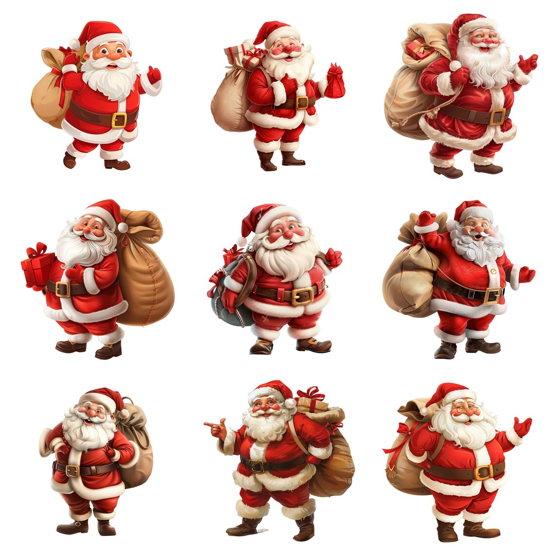 28 Santa Claus Watercolor Clipart, Christmas Clipart, PNG Individual ...
