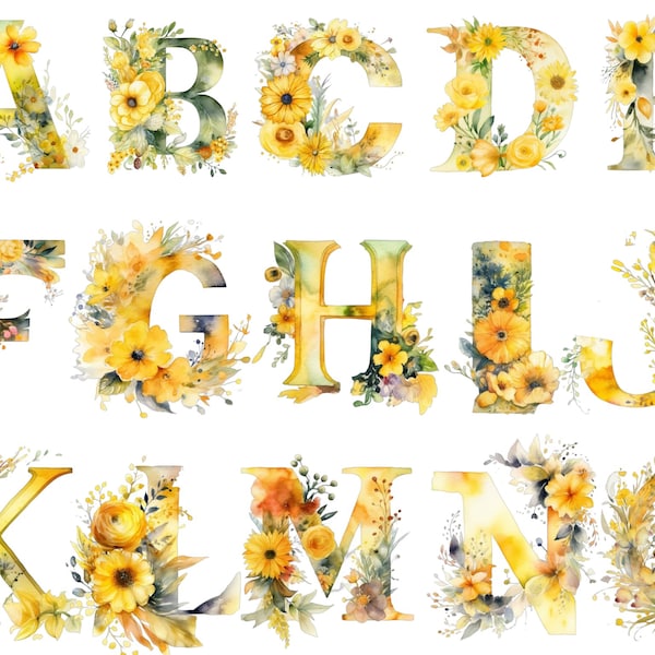 Yellow Alphabet - Etsy