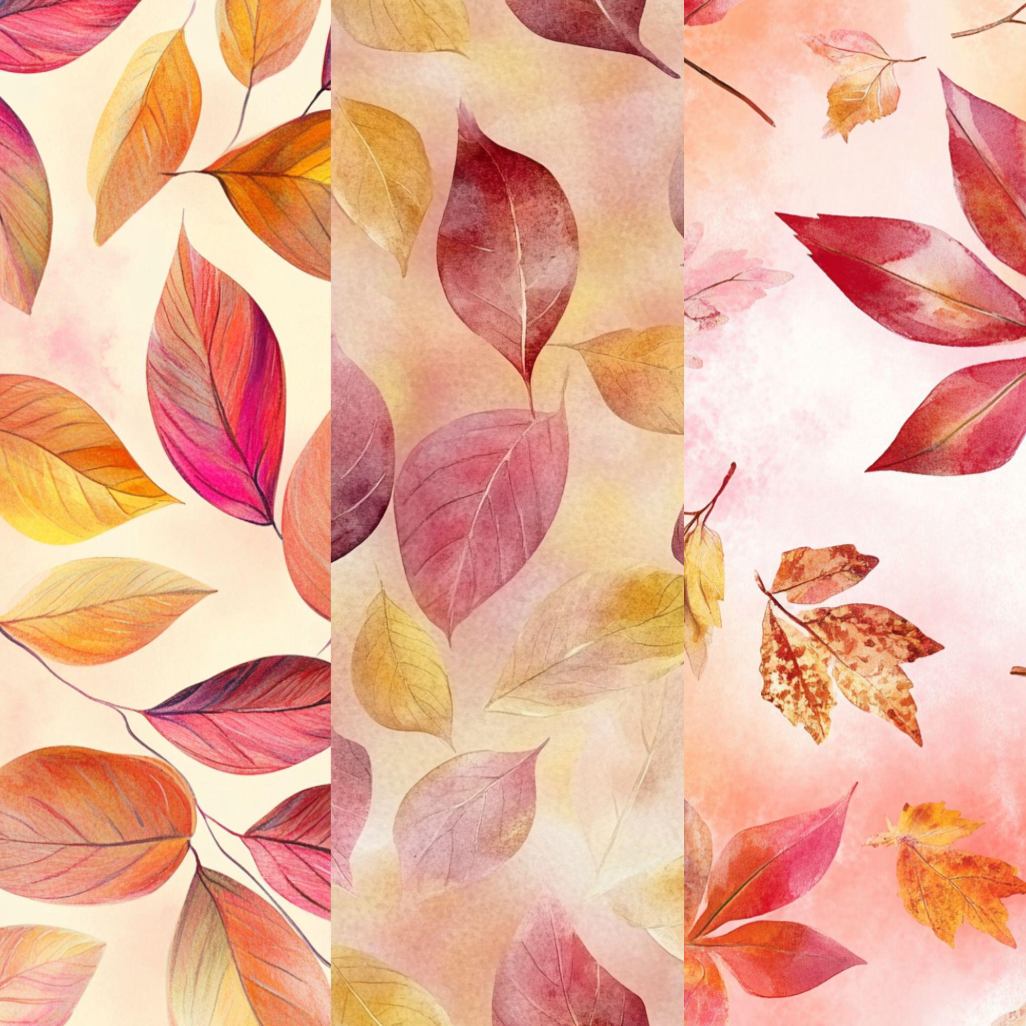 Autumn Leaves Digital Paper Bundle, Fall Leaf Backgrounds for ...