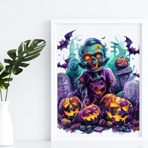 Halloween Zombie Watercolor Clipart, Halloween Clipart, PNG Individual ...