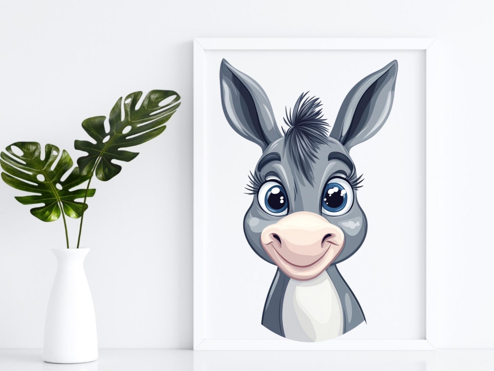 Cute Donkey Clipart Set – 45 PNG, Kawaii Donkey Faces, Farm Animal ...