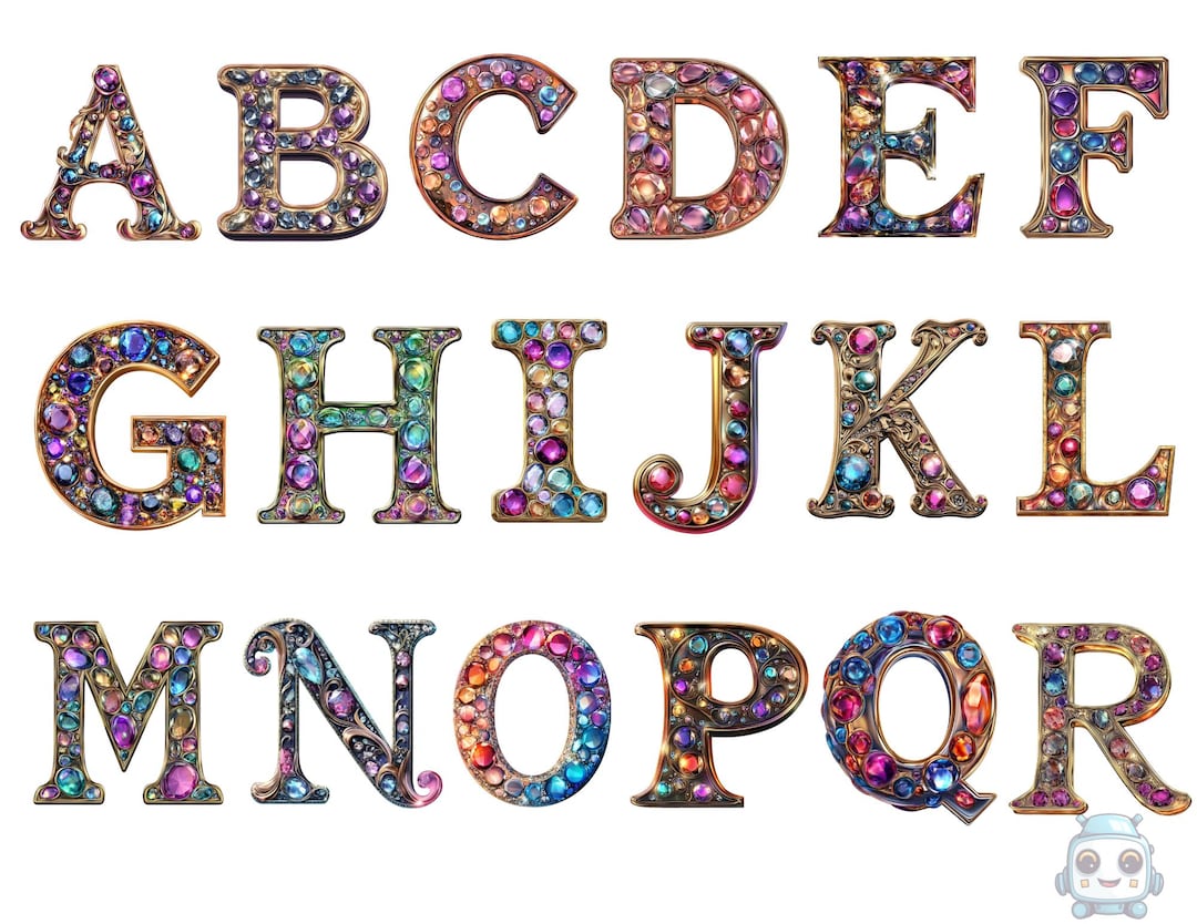Gemstone Alphabet Clipart - Luxury Crystal Letters Png, Instant ...