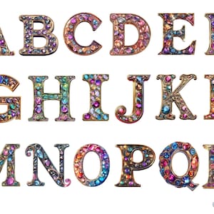 Gemstone Alphabet Clipart - Luxury Crystal Letters Png, Instant ...