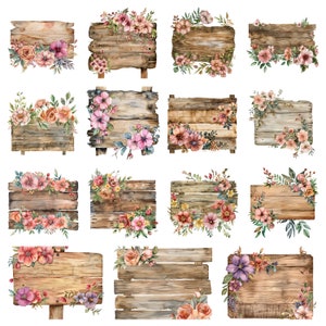 Watercolor Wooden Sign, PNG Digital Files on Transparent Background ...