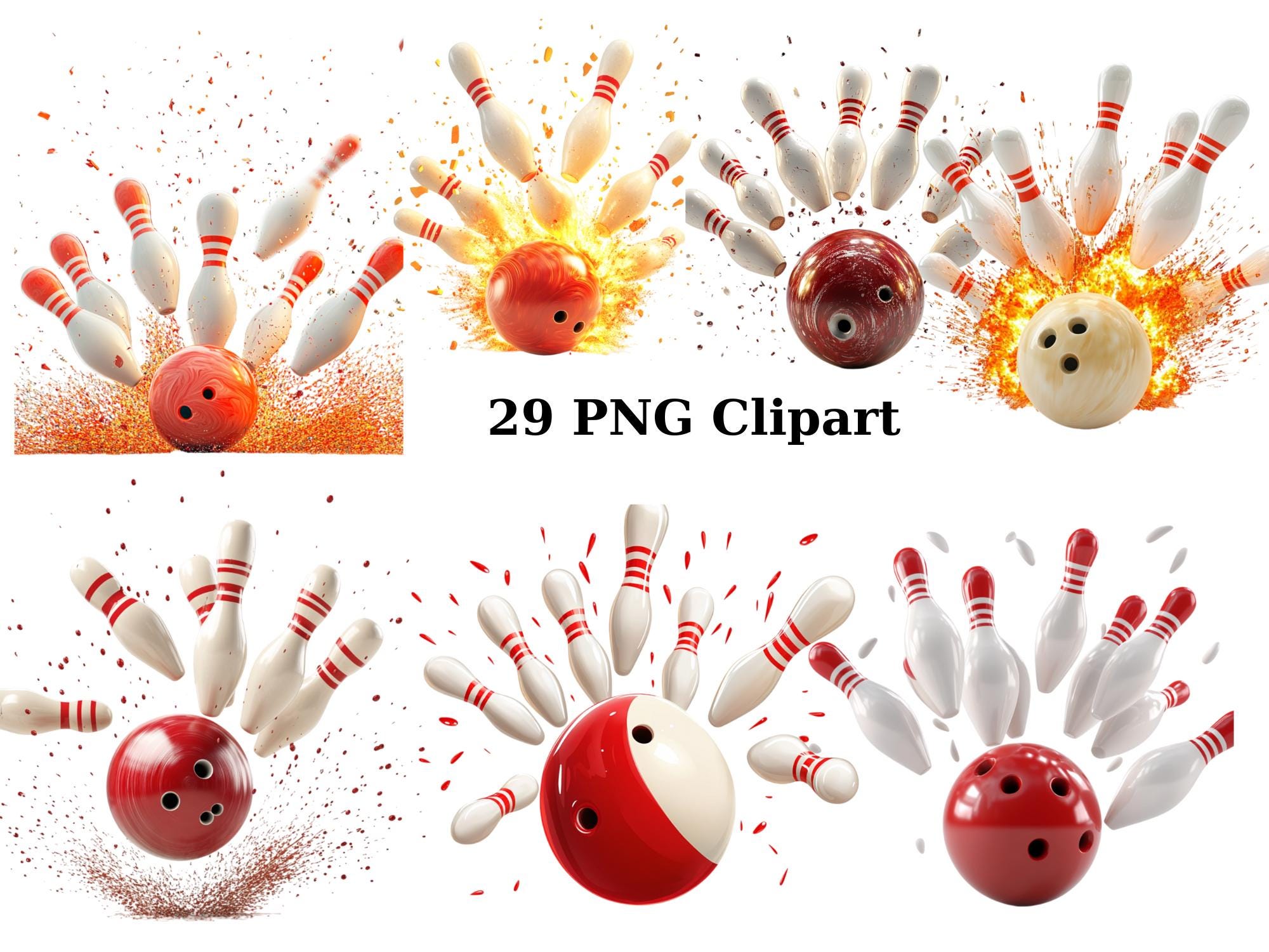29 Bowling Clipart, PNG Individual Images on Transparent Background ...