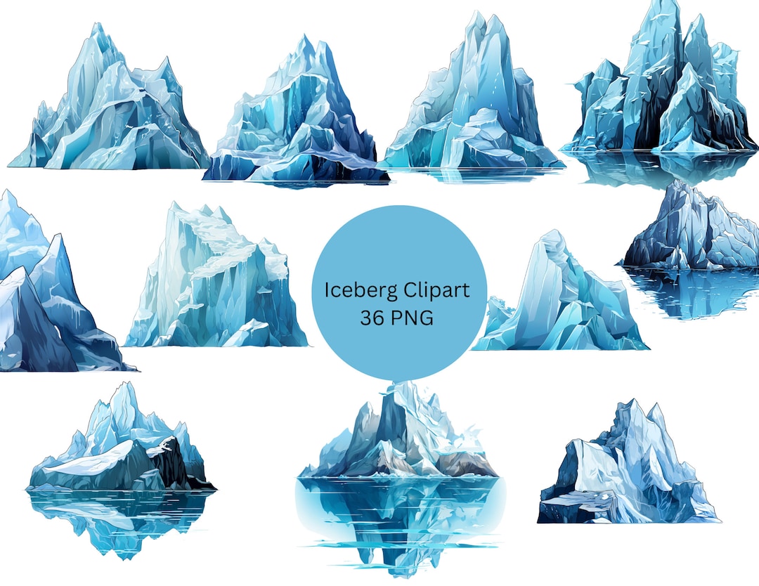 Icebergs Clipart, PNG Digital Files on Transparent Background ...