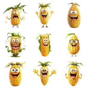 61 Funny Corns Clipart, Whimsical Clipart, Cute Corns, PNG Individual ...