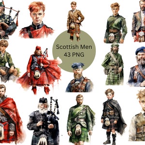 Watercolor Scottish Men Clipart, Scotsmen PNG, Scotland, PNG Digital ...