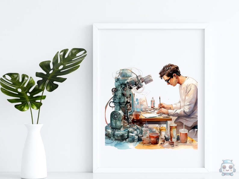 29 Robotics Watercolor Clipart, Technology Clipart, PNG Individual ...
