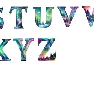 Northern Lights Alphabet, Letters Png, Alphabet Png, Instant Download ...