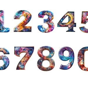 Watercolor Milky Way Numbers Clipart, Universe PNG Individual Images on ...