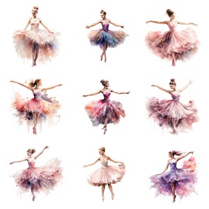 Watercolor Ballerinas Clipart, PNG Digital Files on a Transparent ...