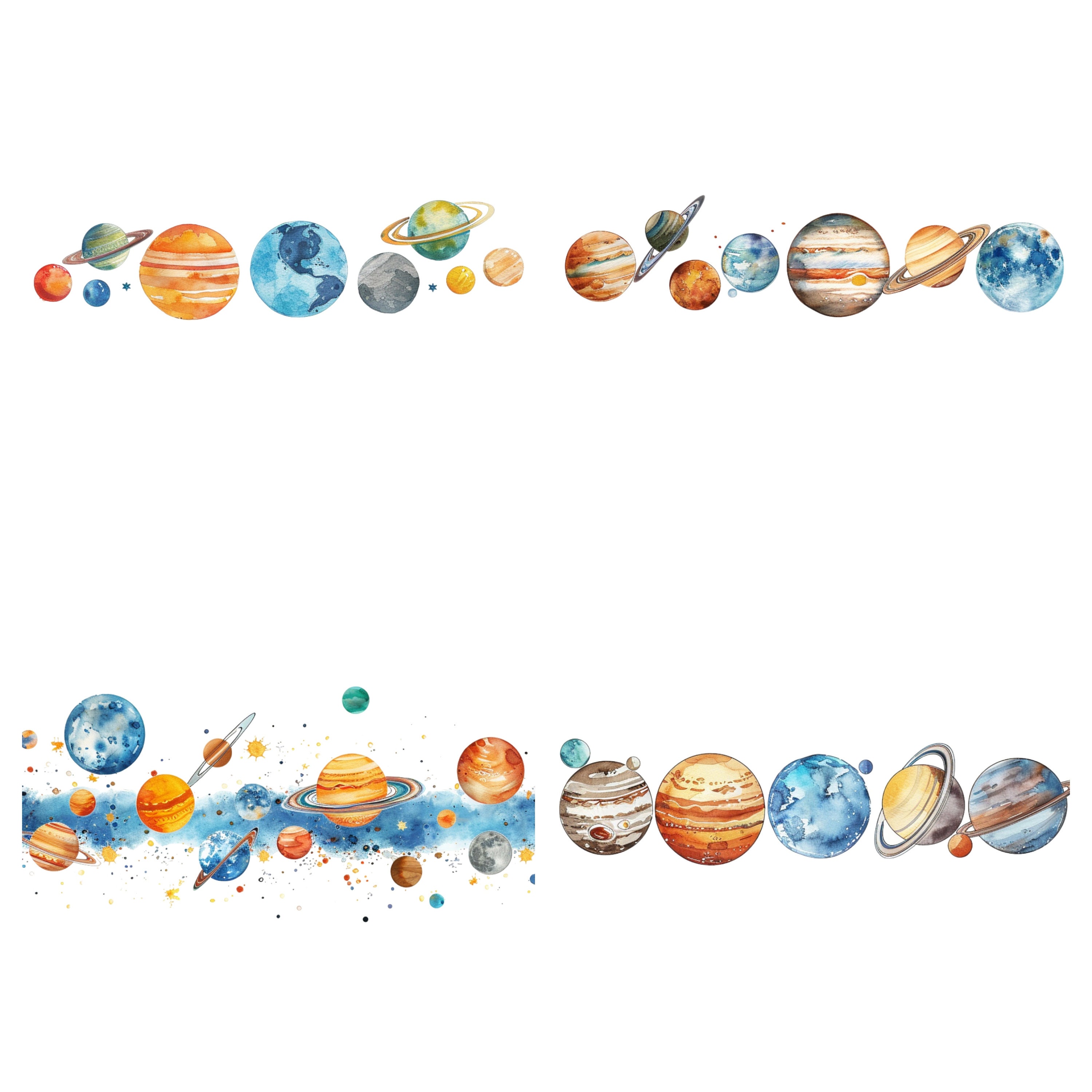 49 Planets Borders Watercolor Clipart, Border Clipart, PNG Individual ...